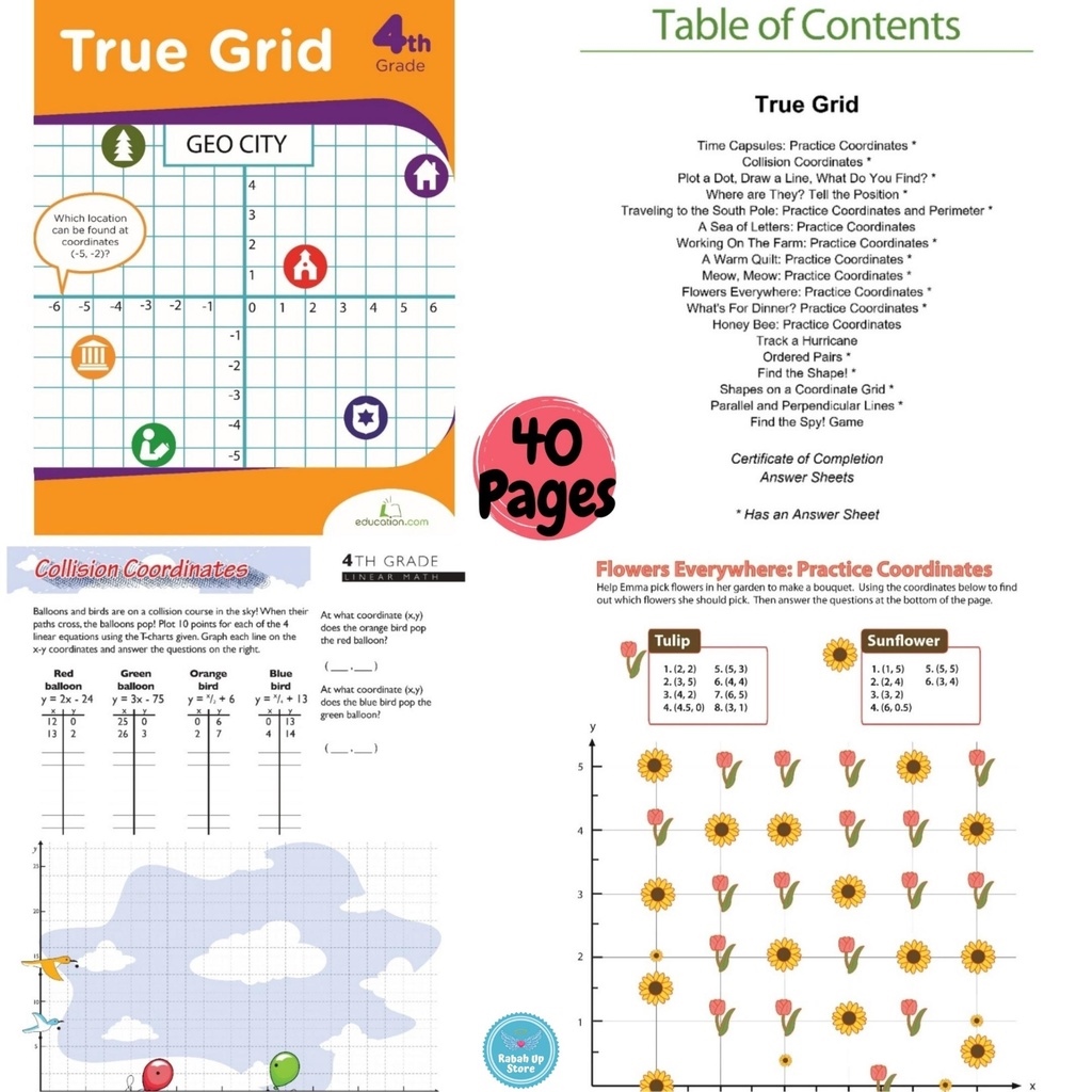 GRADE 4 (MATH) Activity Workbook Worksheet Homeschool Learning ...
