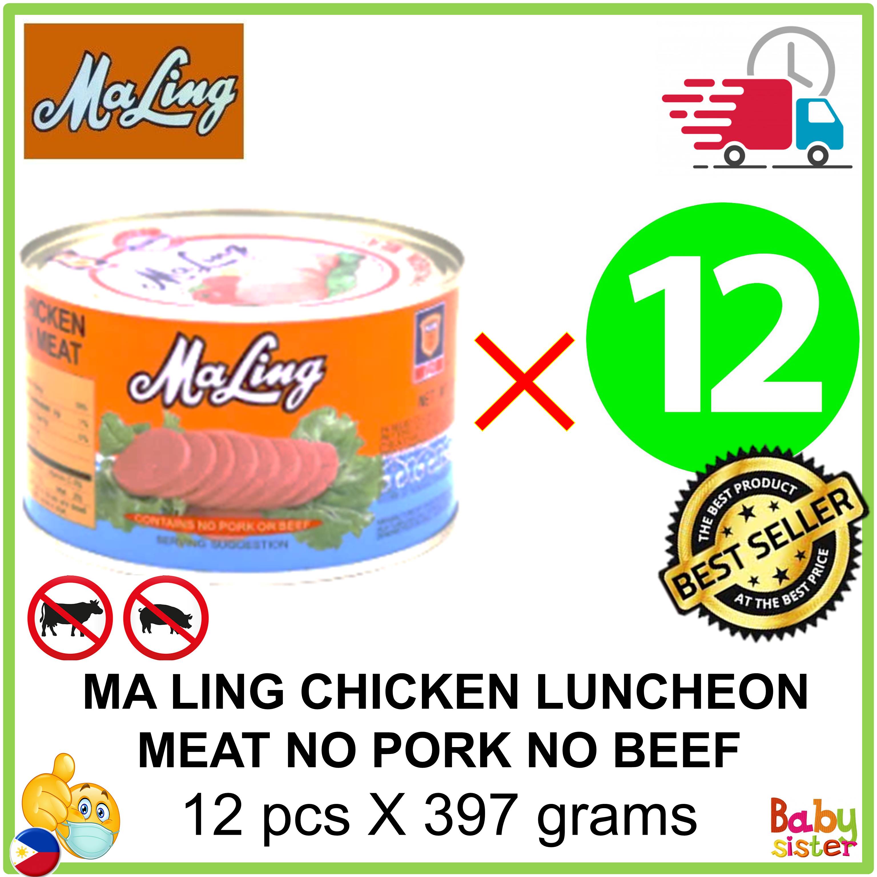 MA LING CANNED CHICKEN LUNCHEON MEAT 100% NO PORK NO BEEF 397 GRAMS X ...