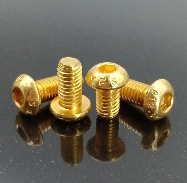 10pcs ISO7380 half round Titanium plated Gold Hex Screw M2 M2.5 M3 M4 ...