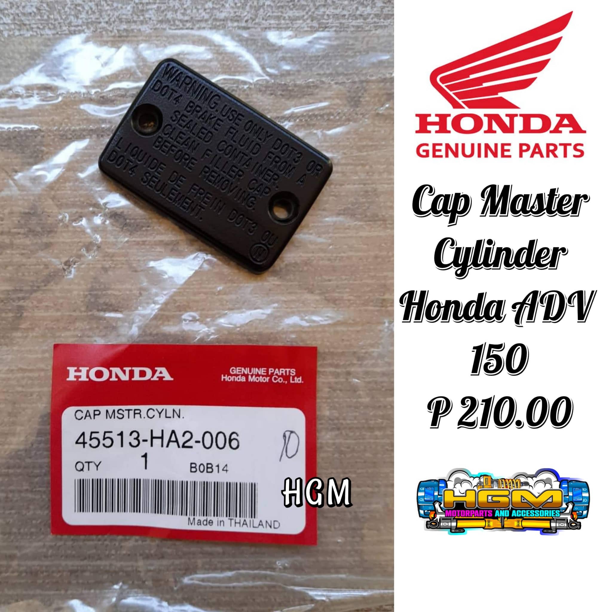 CAP MASTER CYLINDER HONDA ADV 150 (45513-HA2-006) | Lazada PH
