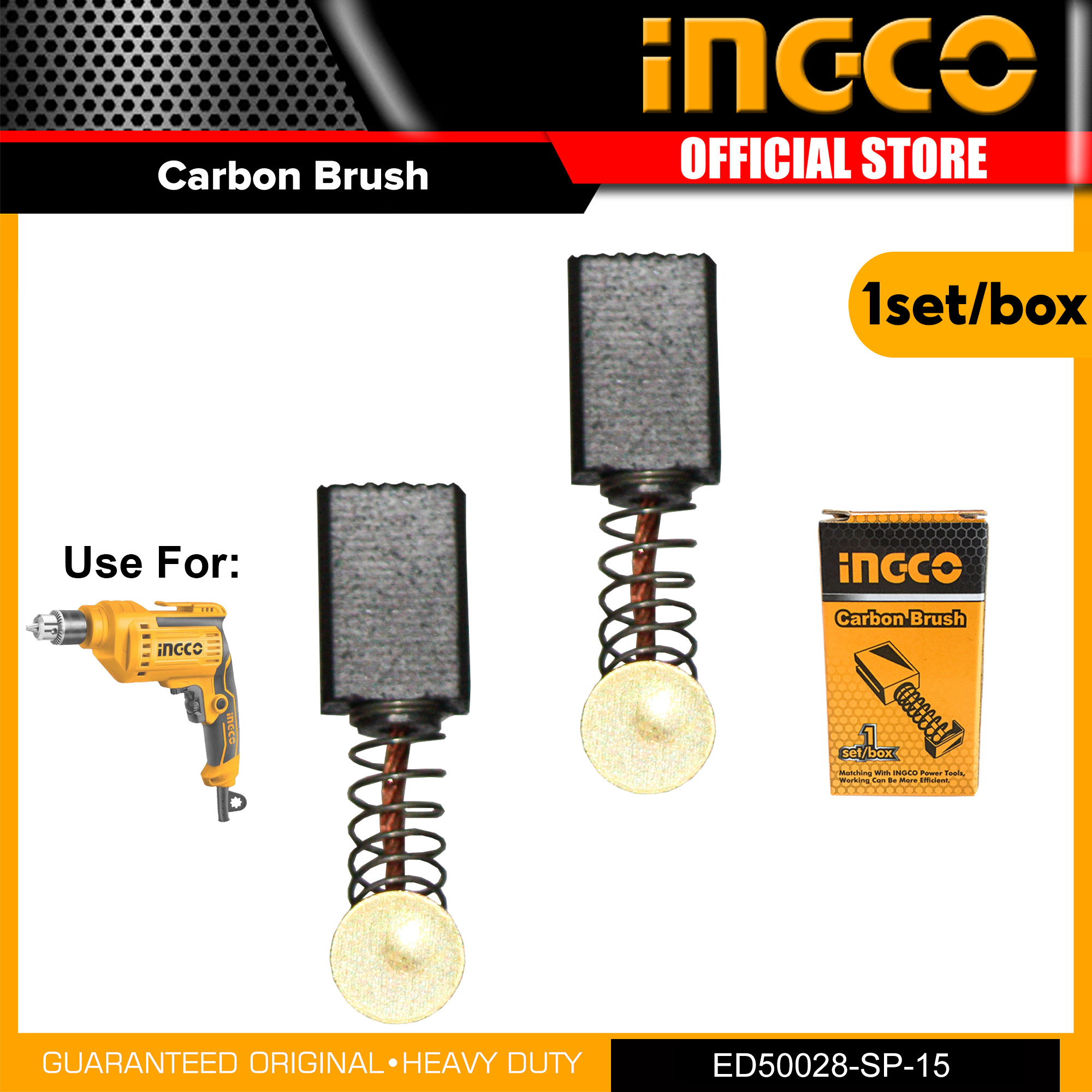 INGCO 2PCS/SET Carbon Brush Replacement Part for Electric Drill [SOLD ...