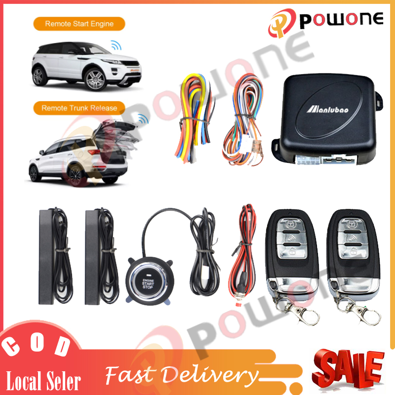 Univesal Powone C6 Keyless Entry Push Start Button Remote Kit Car Alarm ...