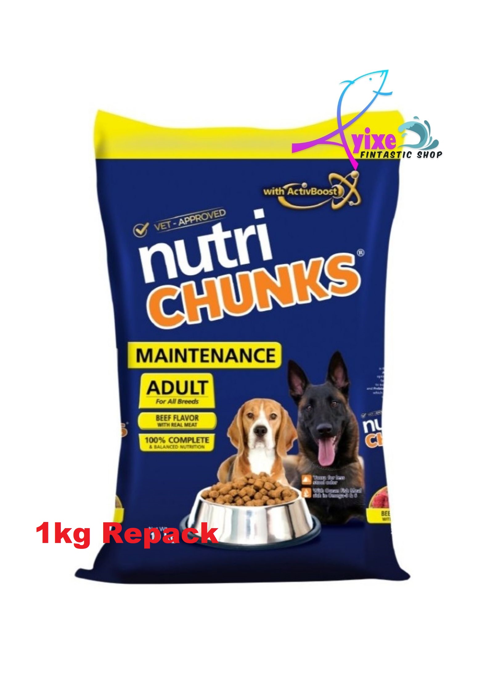 Nutri Chunks Maintenance Beef 1kg Repack Adult Dog Food NutriChunks ...