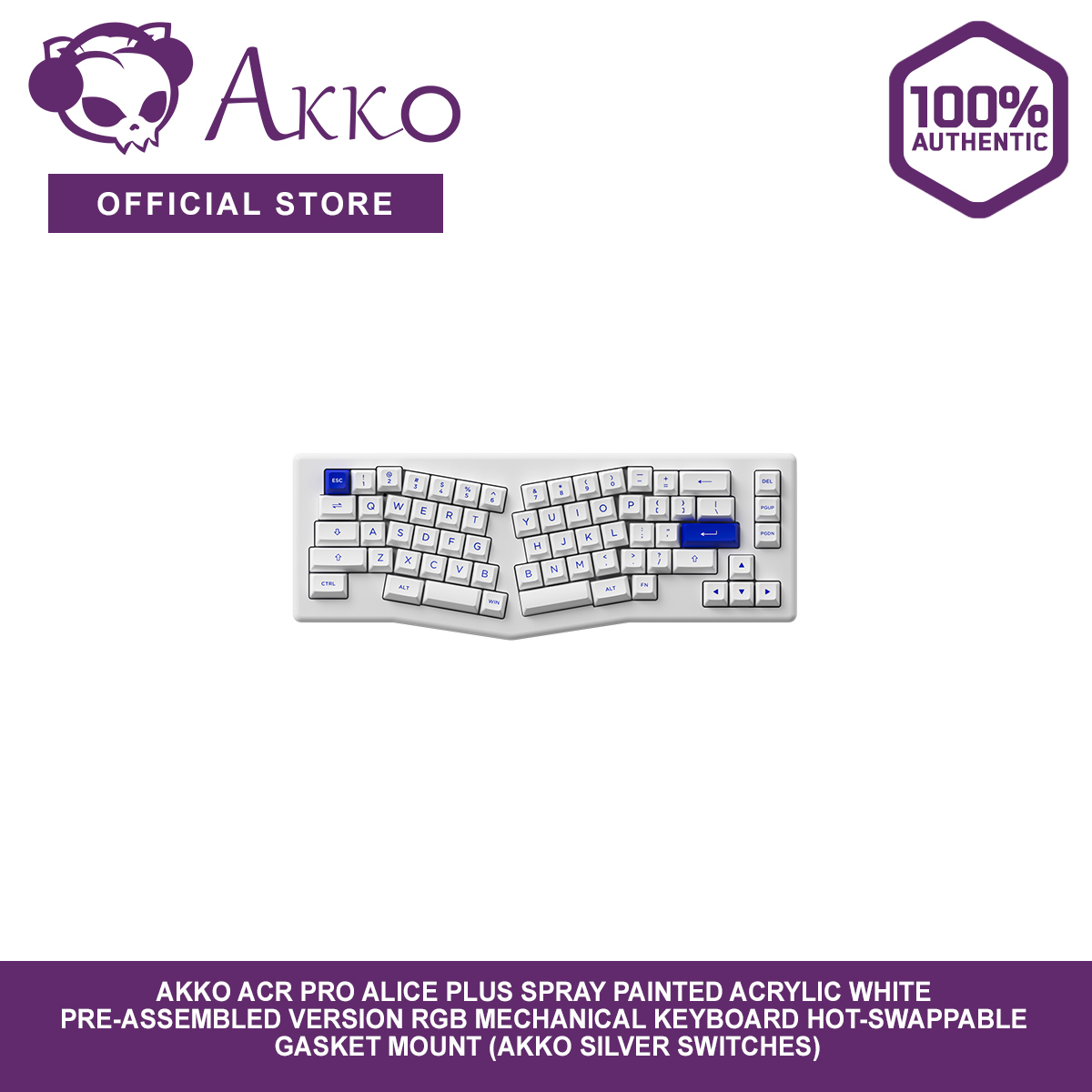 AKKO ACR Pro Alice Plus Spray Painted Acrylic White Pre-Assembled ...