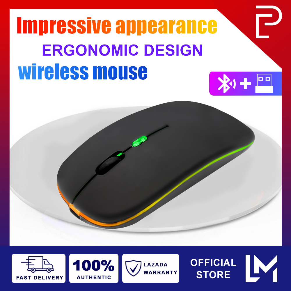 Wireless Mouse Bluetooth and 2.4Ghz USB Receiver Optical Slim ...