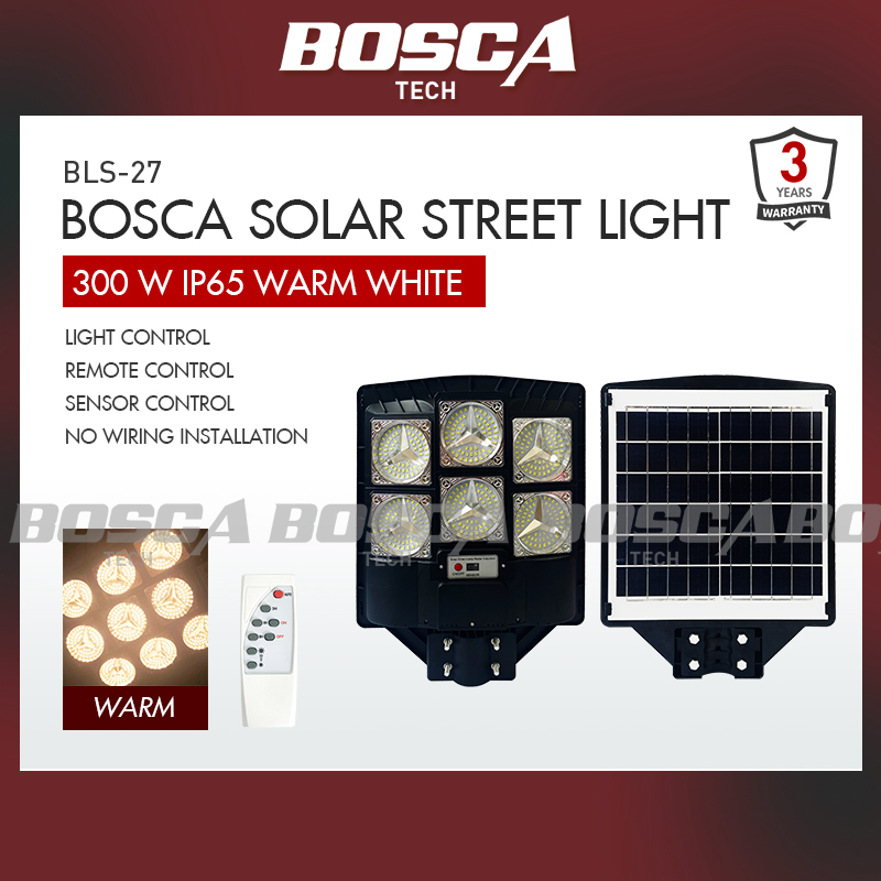 BOSCA Solar Street Light 300W 450W 600W BLS-27 IP65 3 YEARS WARRANTY Smart sensor light control ...