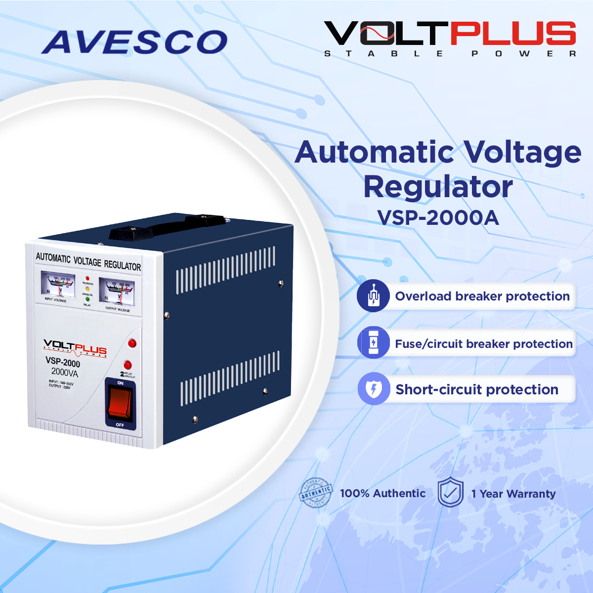 2000VA AVR (Automatic Voltage Regulator) Single Phase | VSP-2000A ...