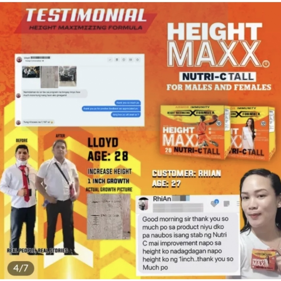 BUY 10 TAKE 1 Height Maxx Nutri-C Tall Height Enhancer 20 Capsules per ...