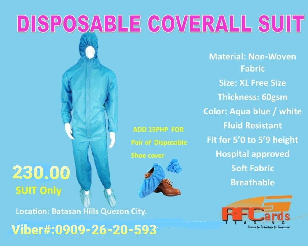 DISPOSABLE PPE PROTECTIVE SUIT COVERALL AQUA BLUE | Lazada PH
