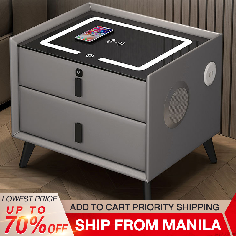 BAIERDI Smart nightstand bedroom simple multifunctional with light ...
