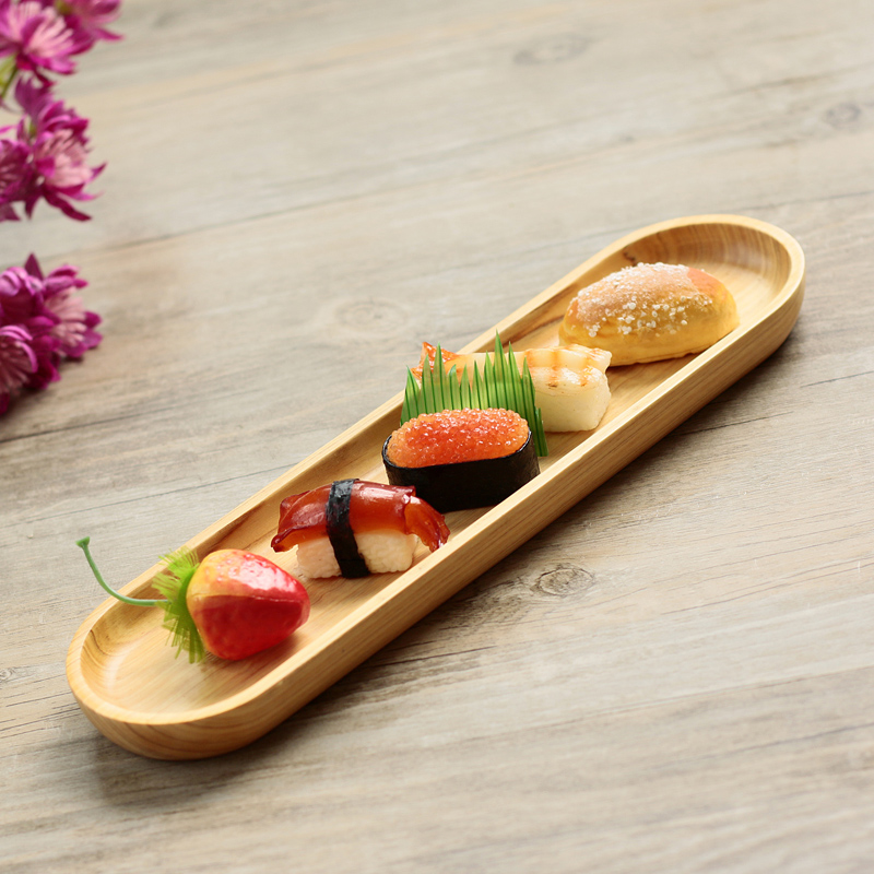 Long Natural Log Japanese Style Japanese Style Long Wood Sushi Tray ...