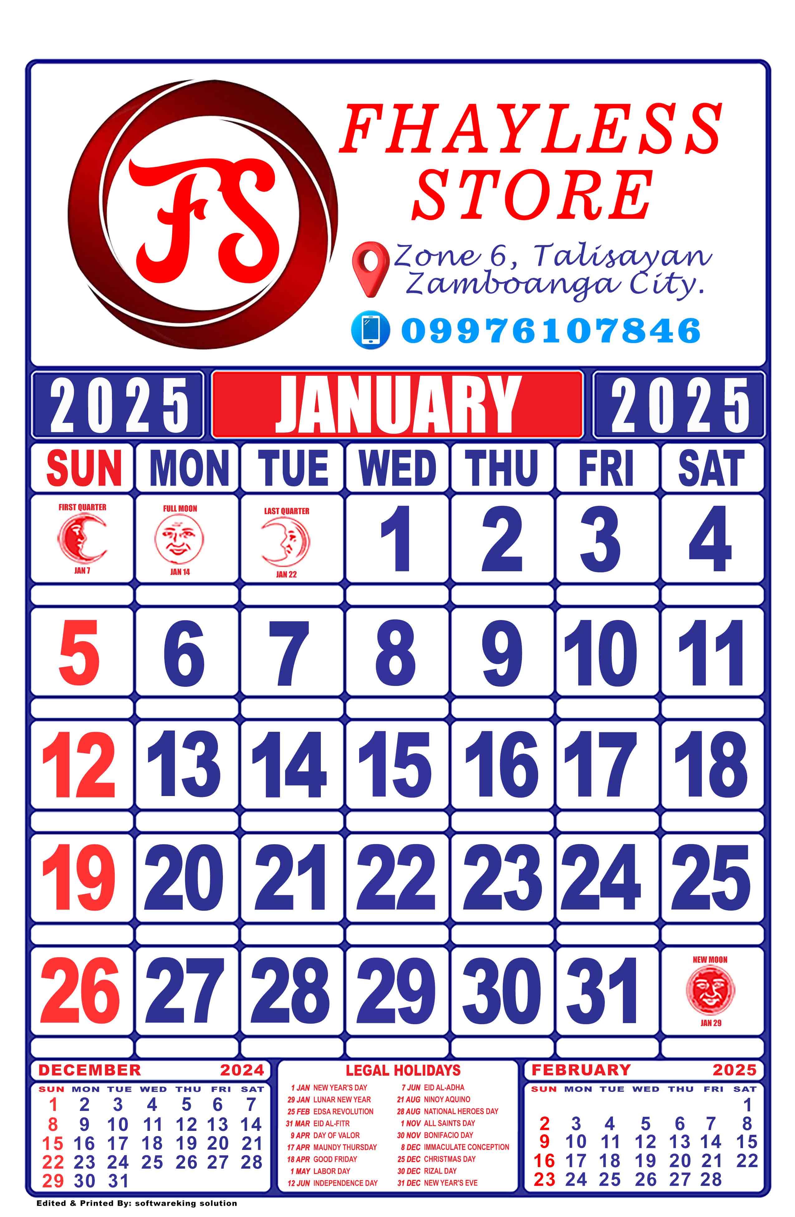 PERSONALIZED COMMERCIAL CALENDARS 2025 (size: 8.5 X 13 inches) 6pages ...