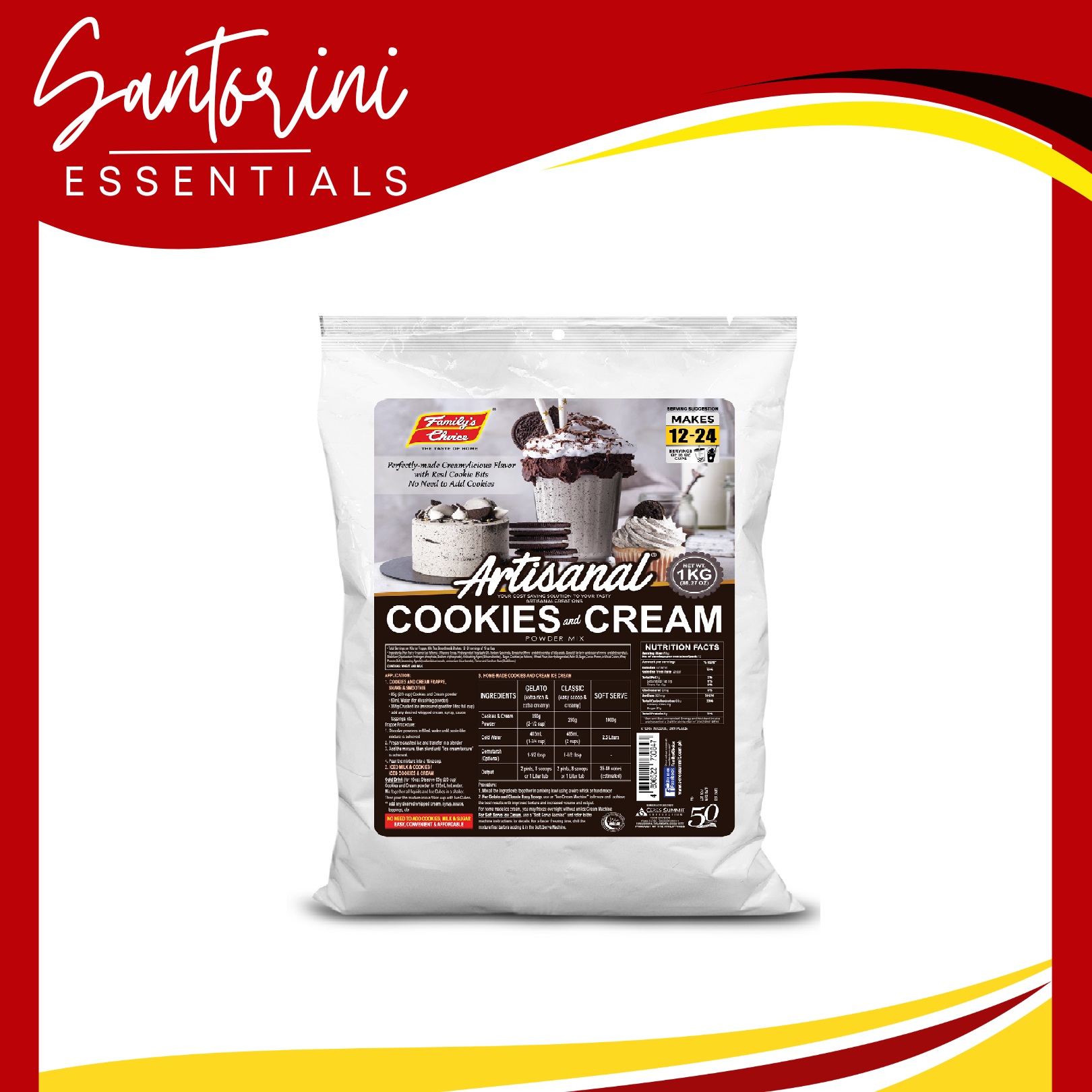 Family's Choice Artisanal Cookies and Cream 1kg Shakes / Frappe / Ice ...
