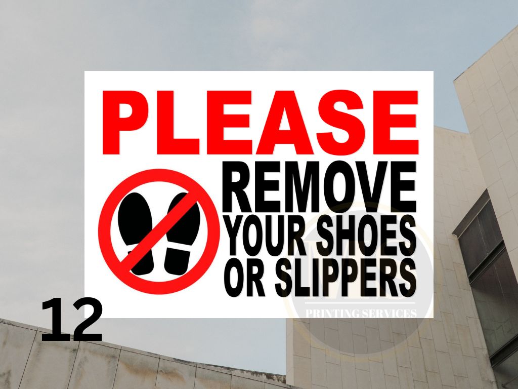 No Shoes Slippers Signage (Laminated A4 Size) | Lazada PH