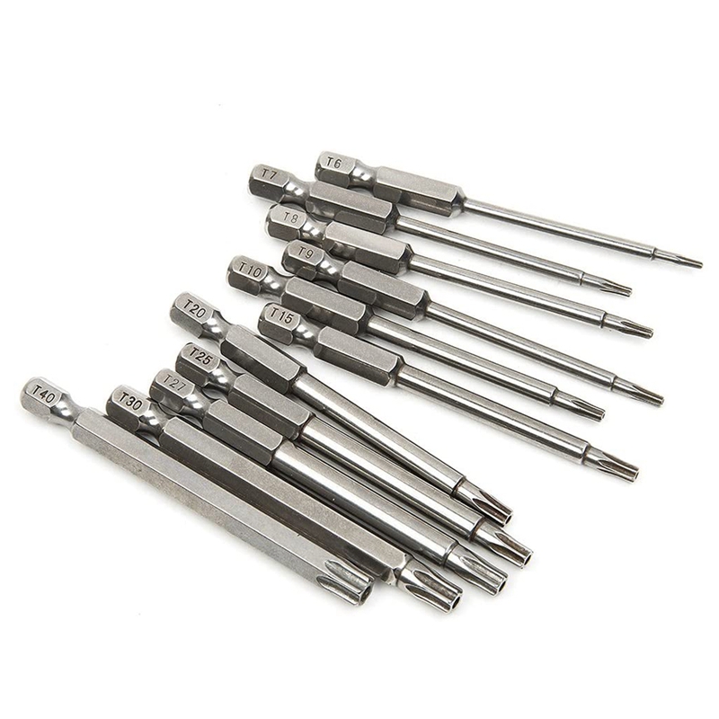 11 Pcs Magnetic T6-T40 Torx Head Screwdriver Bit Set Star 6 Point ...
