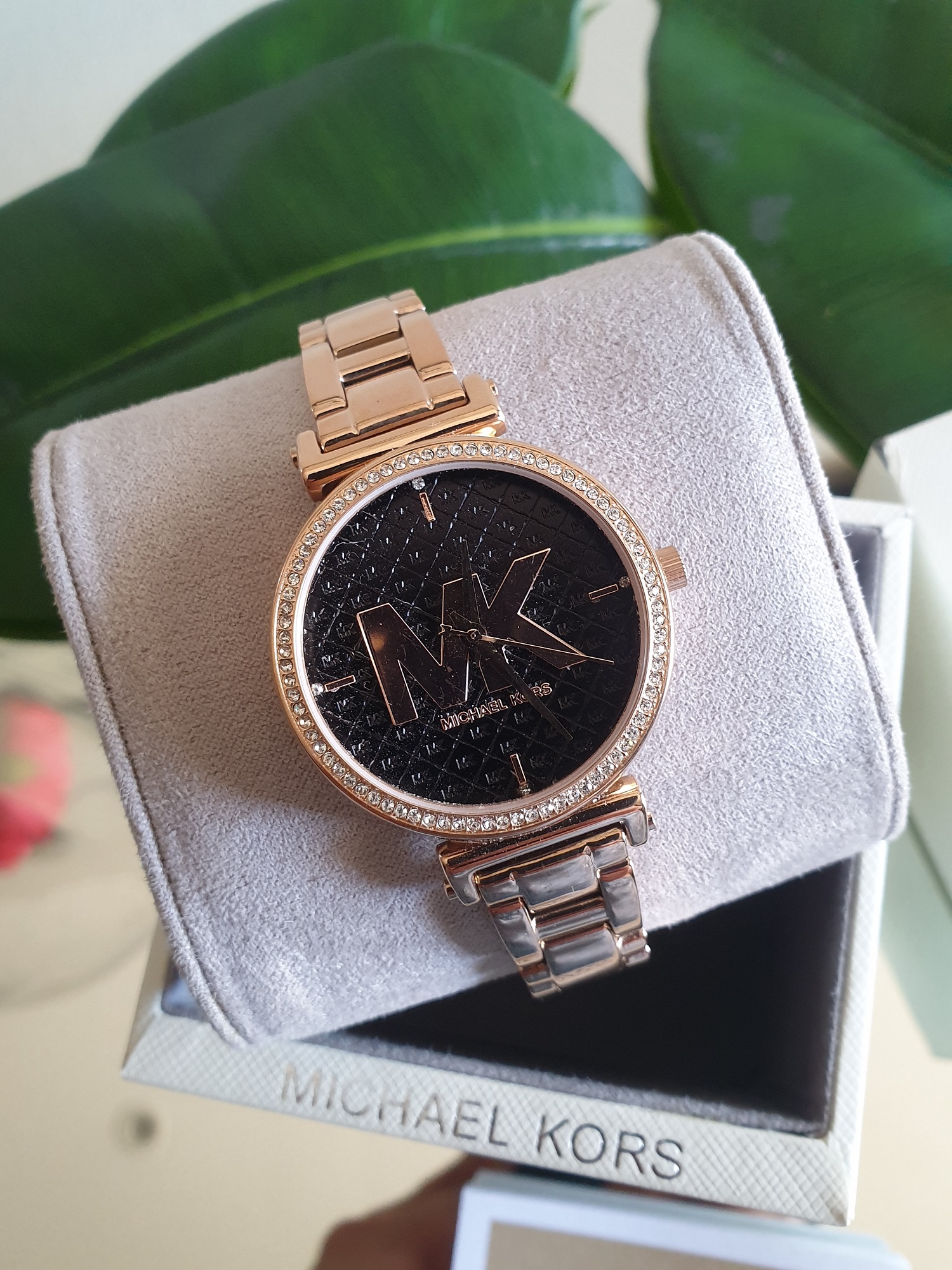 Michael Kors Sofie MK4335 Three-Hand Rose Gold , Black Dial with 1 year ...