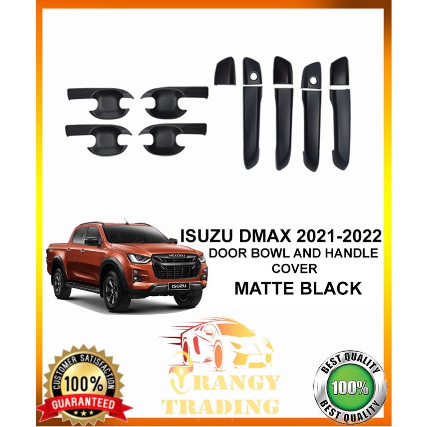 Isuzu DMAX 2021 to 2023 Door Bowl and Door Handle cover Matte black / Chrome 2022 ( D-MAX ...