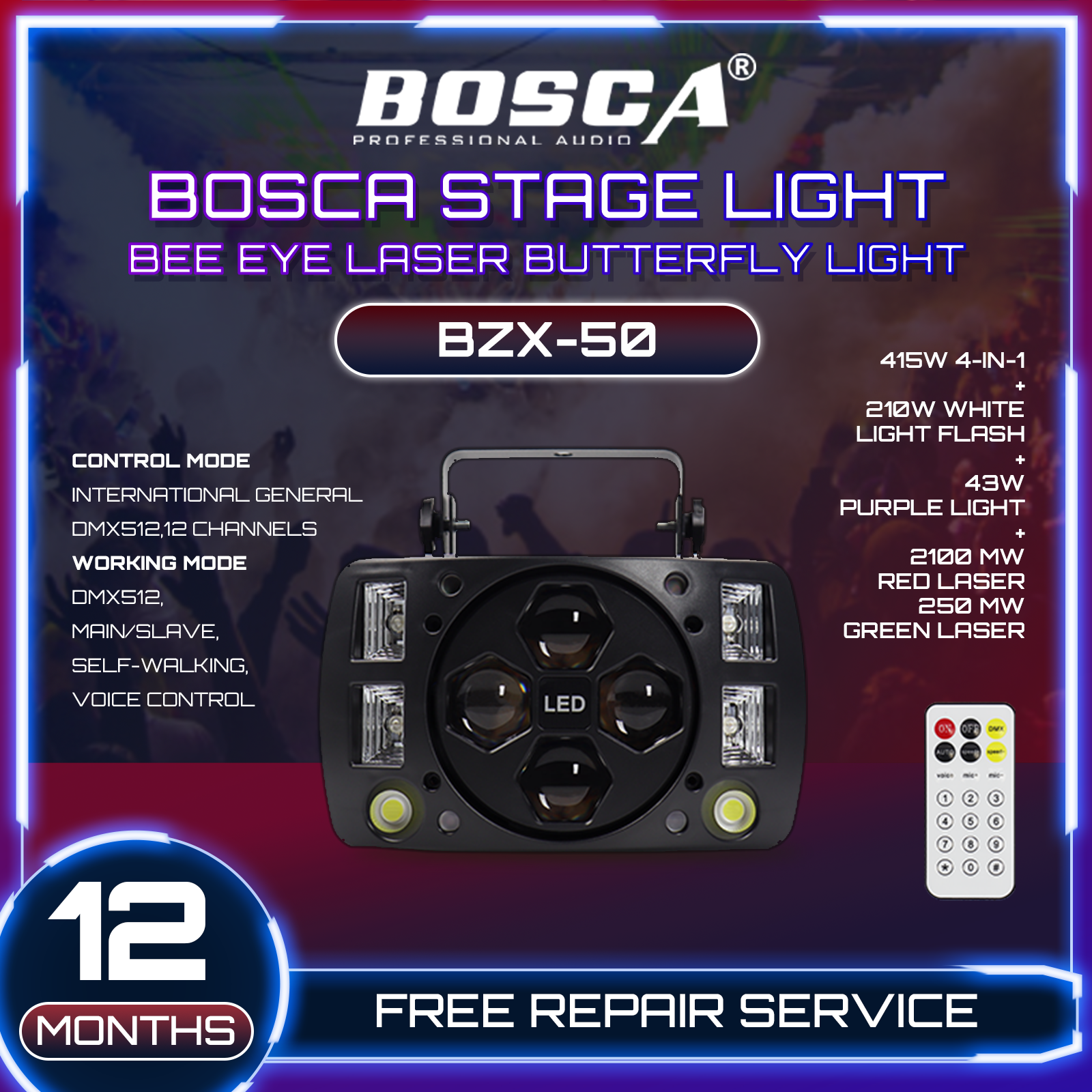 BOSCA Stage Light Bee eye Laser Butterfly Light BZX-50 50W Stage ...