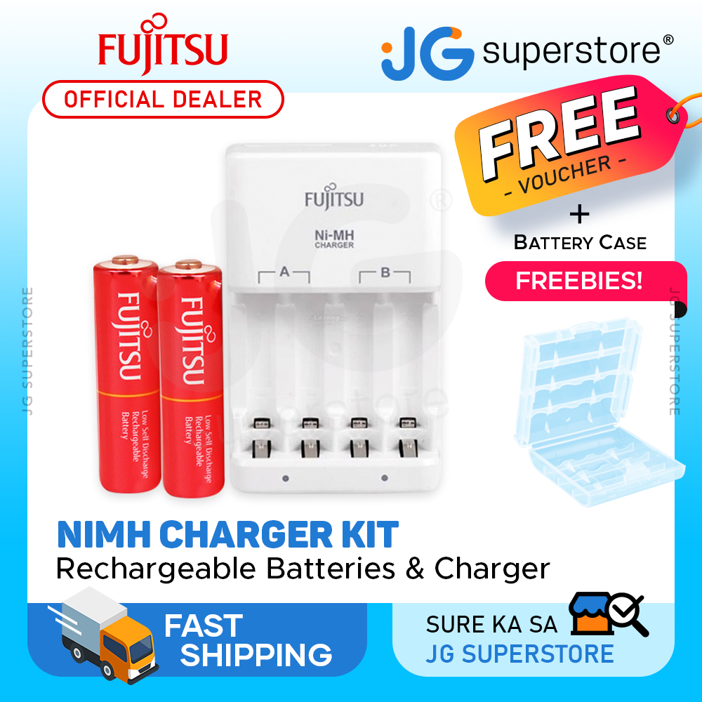 Fujitsu FCT345CEFXL Ni-MH Battery Charger Kit with Double AA 950mAh 1 ...