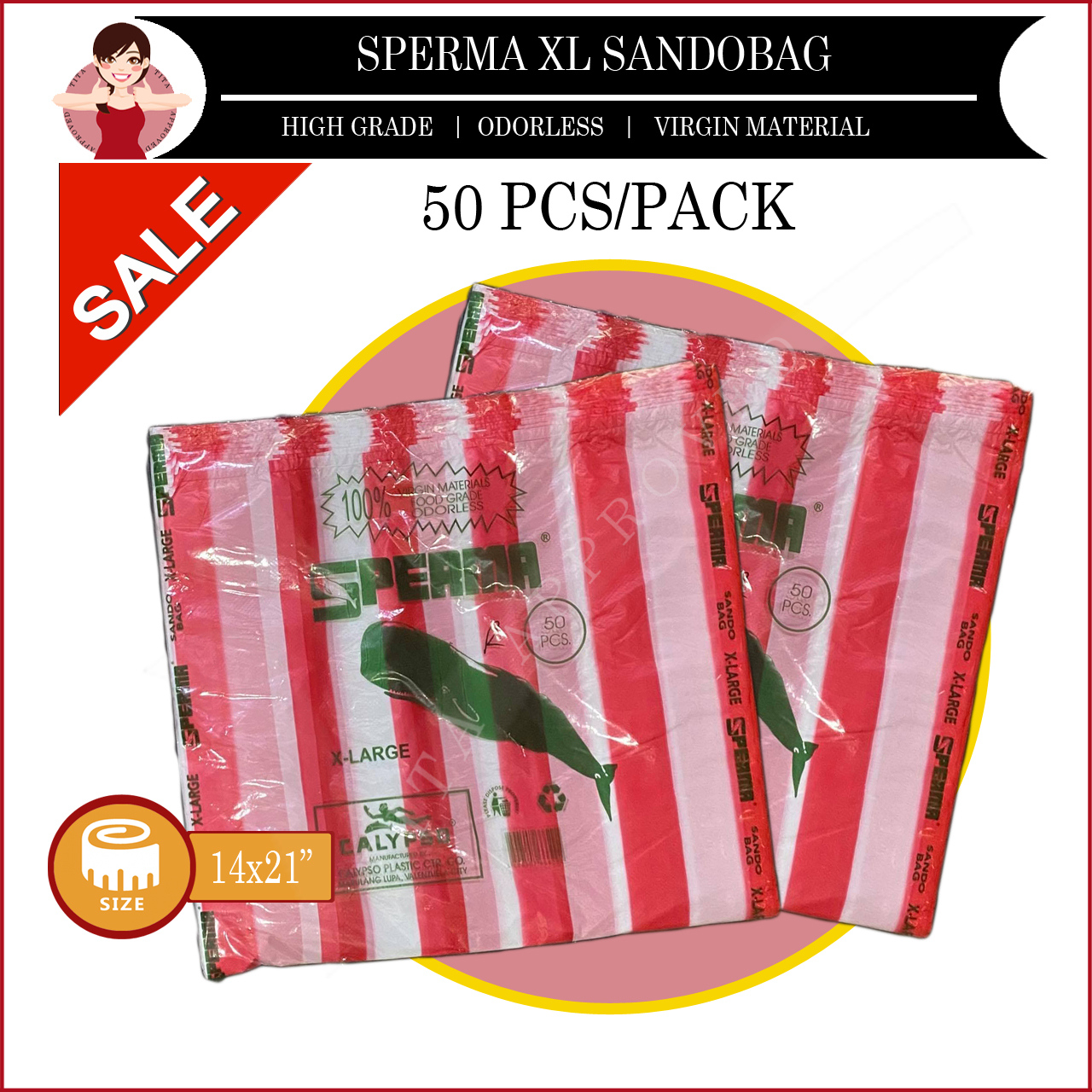 [Orig] 50pcs Calypso Sperma XL Extra Large Super Jumbo Stripes Plastic ...