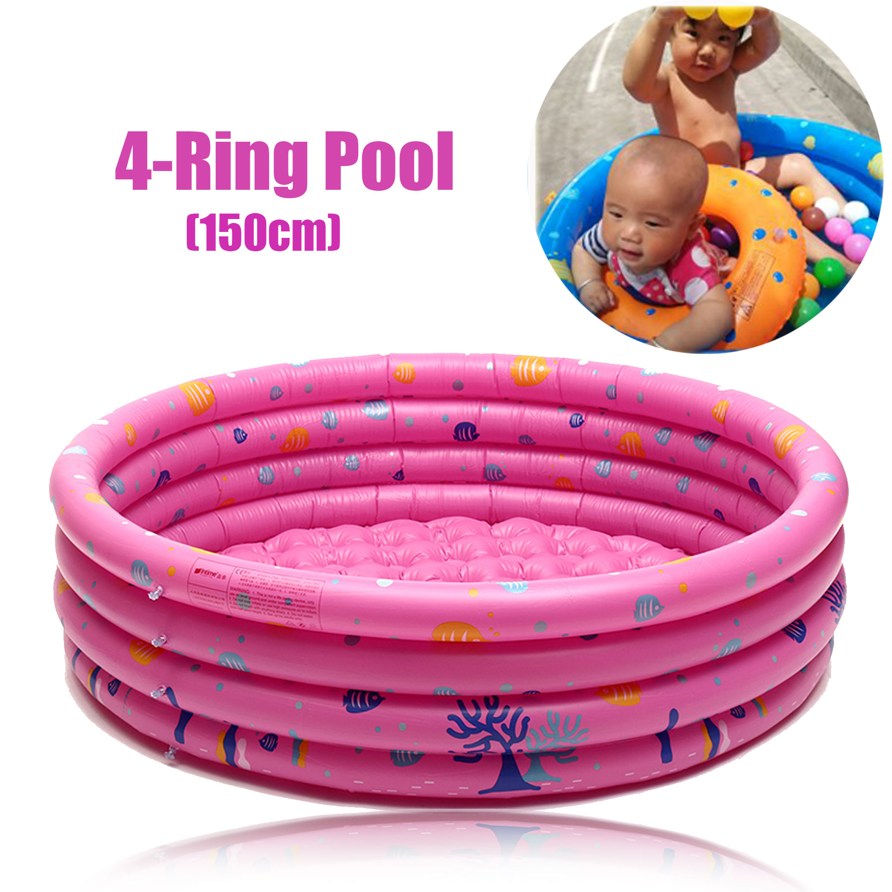 YT-318 Inflatable Round 4-Ring Pool 150cm For Kids (Pink) | Lazada PH