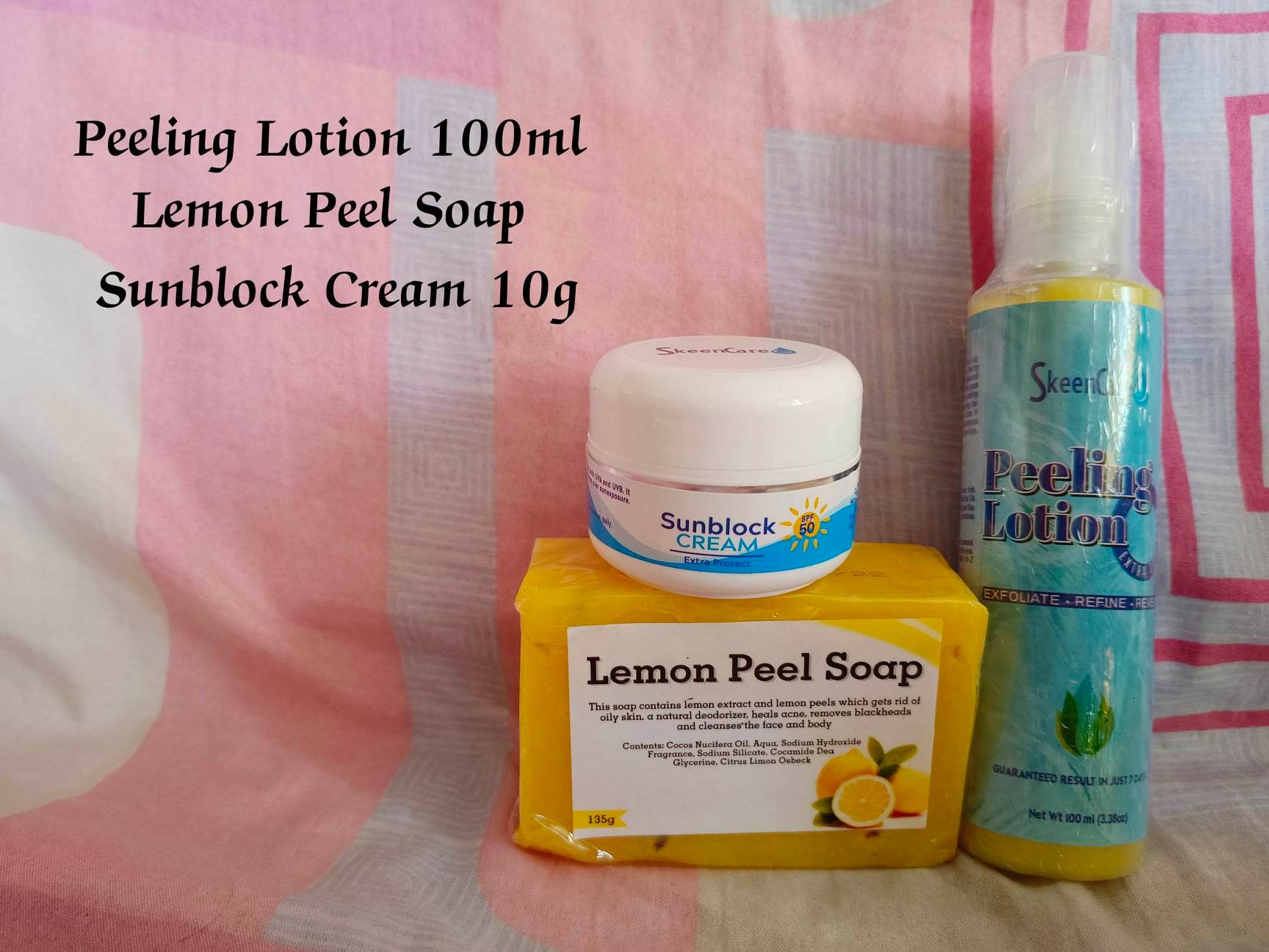 SkeenCare Trio Set (Peeling Lotion 100ml + Lemon Peel Soap + sunblock ...