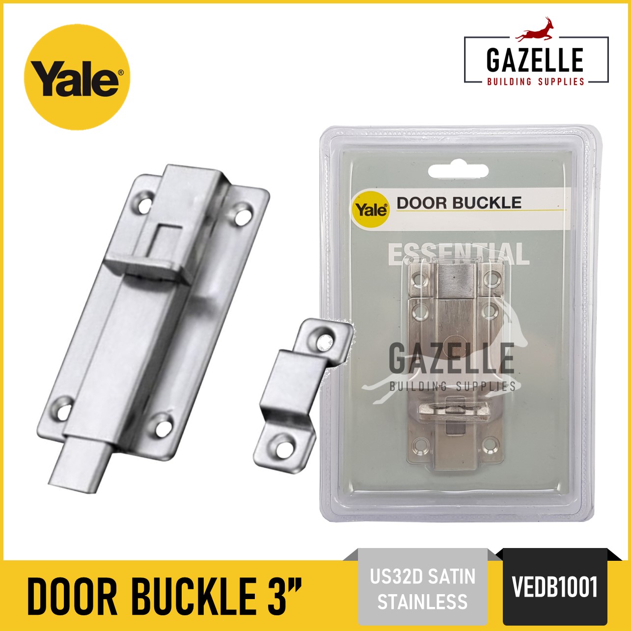 Yale Barrel Bolt Door Buckle Stainless Steel 3" VEDB-1001 | Lazada PH