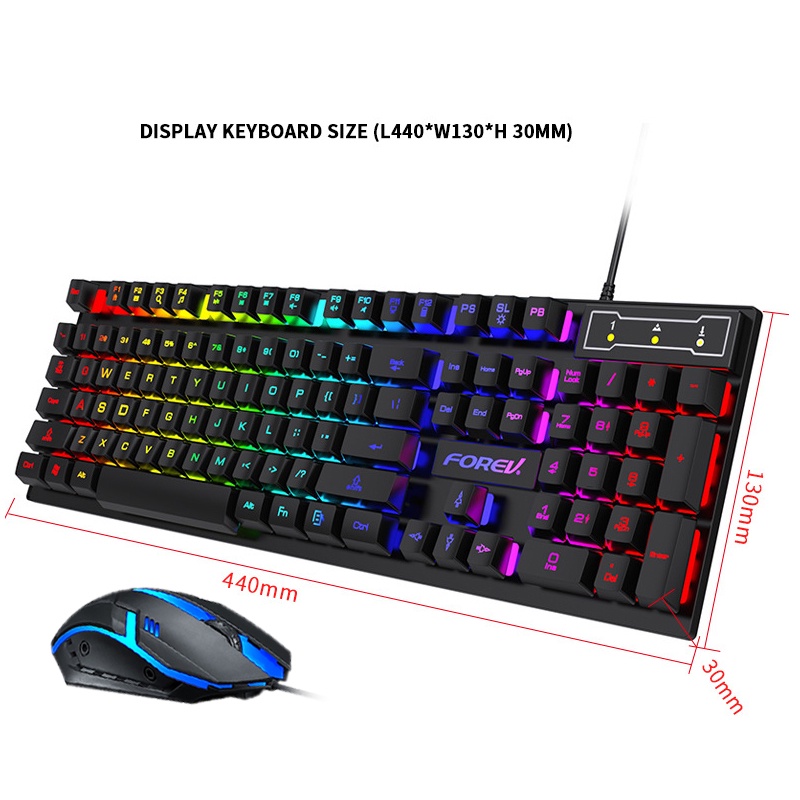 FIREWOLF Keyboard And Mouse Set Rainbow LED Gaming Keyboard Multi-Media ...