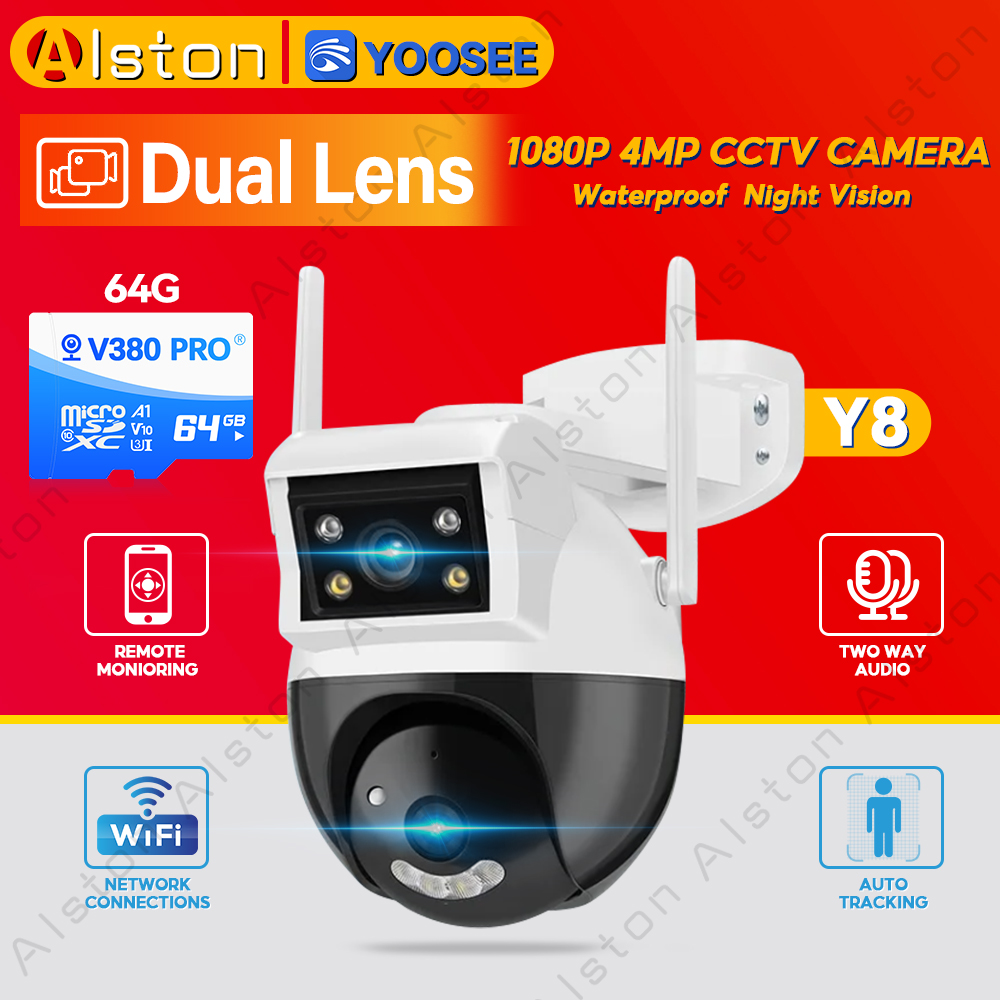 YOOSEE Y8 HD 4MP Dual Lens Dual Screen CCTV Camera IP66 Waterproof Color vision Two-WayAudio ...