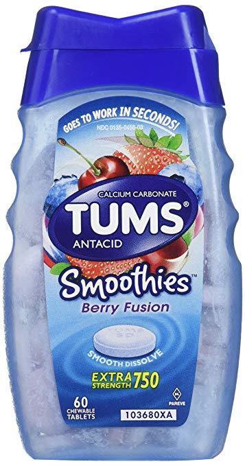 Tums Antacid Smoothies | Berry Fusion | Extra Strength 750 *60 Chewable ...