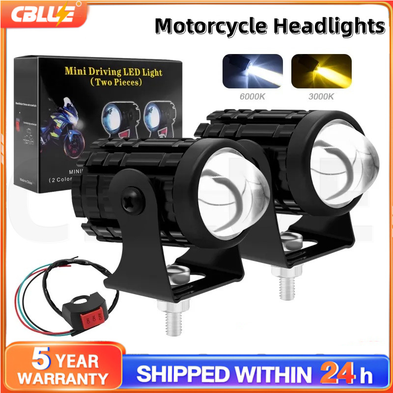 【2 PCS】CBLUE Motorcycle LED HeadLight Dual Color Work Spotlight Car ATV ...