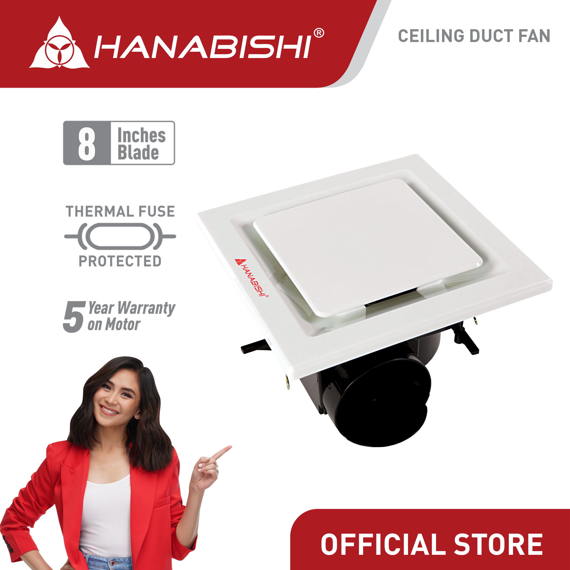Hanabishi Ceiling Duct Fan 10" HCDF 10SS | Lazada PH
