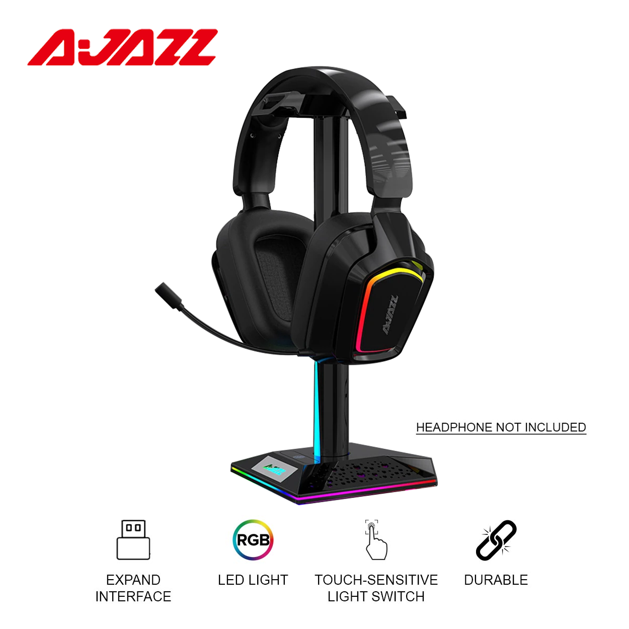 Ajazz Multifunction Headphone Stand RGB Backlit Headset Holder USB 3.0 ...