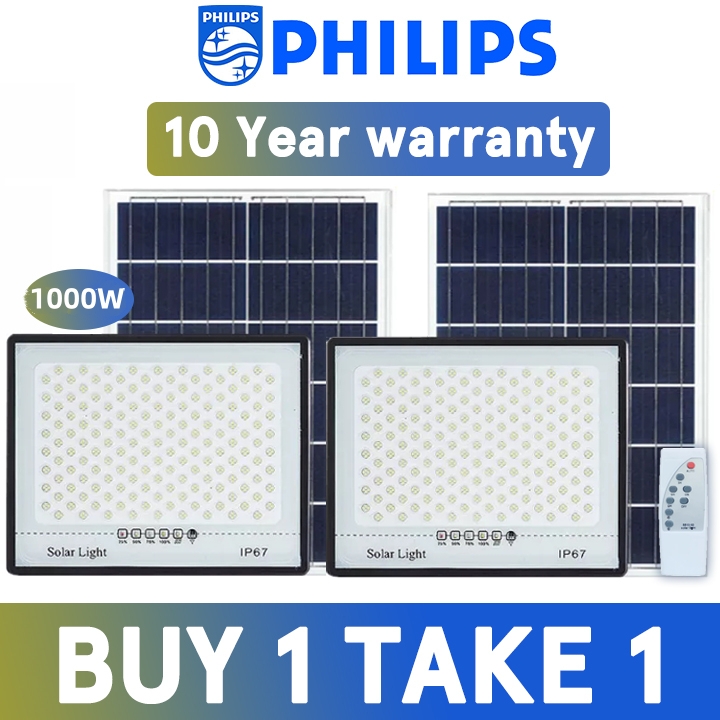 PHILIPS BUY 1 TAKE 1 Solar Light LED 1000W Flood Solar Outdoor Light ...