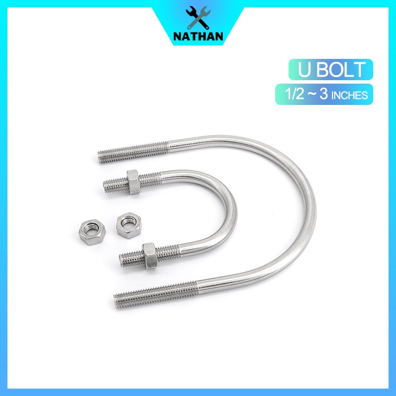 U Bolt 1/4 Thickness Series 1/2" to 3" (SOLD PER PIECE) U Shaped Screw ...