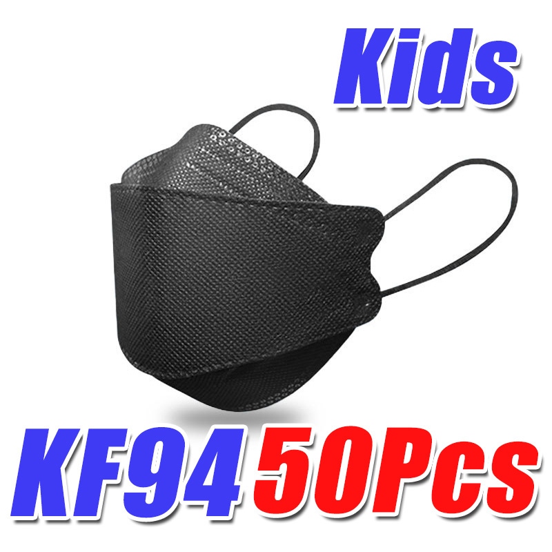 50Pcs KF94 kf94 kids Korean Style Face Mask Set Original Black White ...