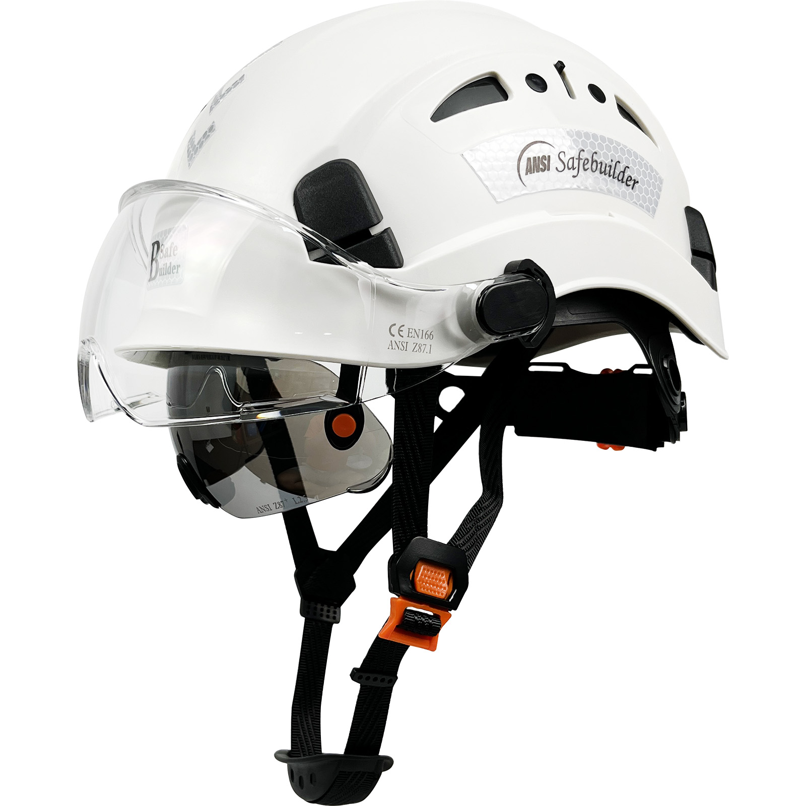 Construction Hardhat Safety Helmet With Visor Built In Goggle For ...