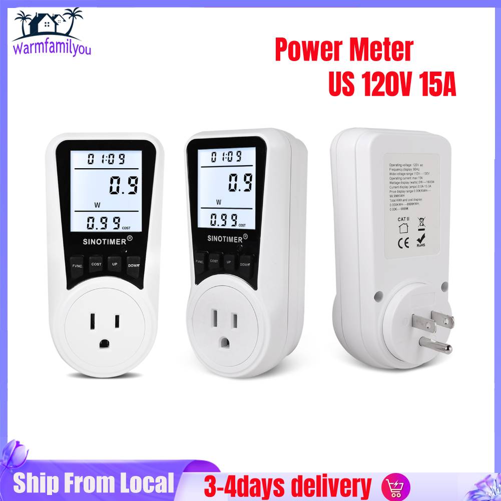 SINOTIMER Digital LCD Power Meter Wattmeter Socket Wattage Monitor ...