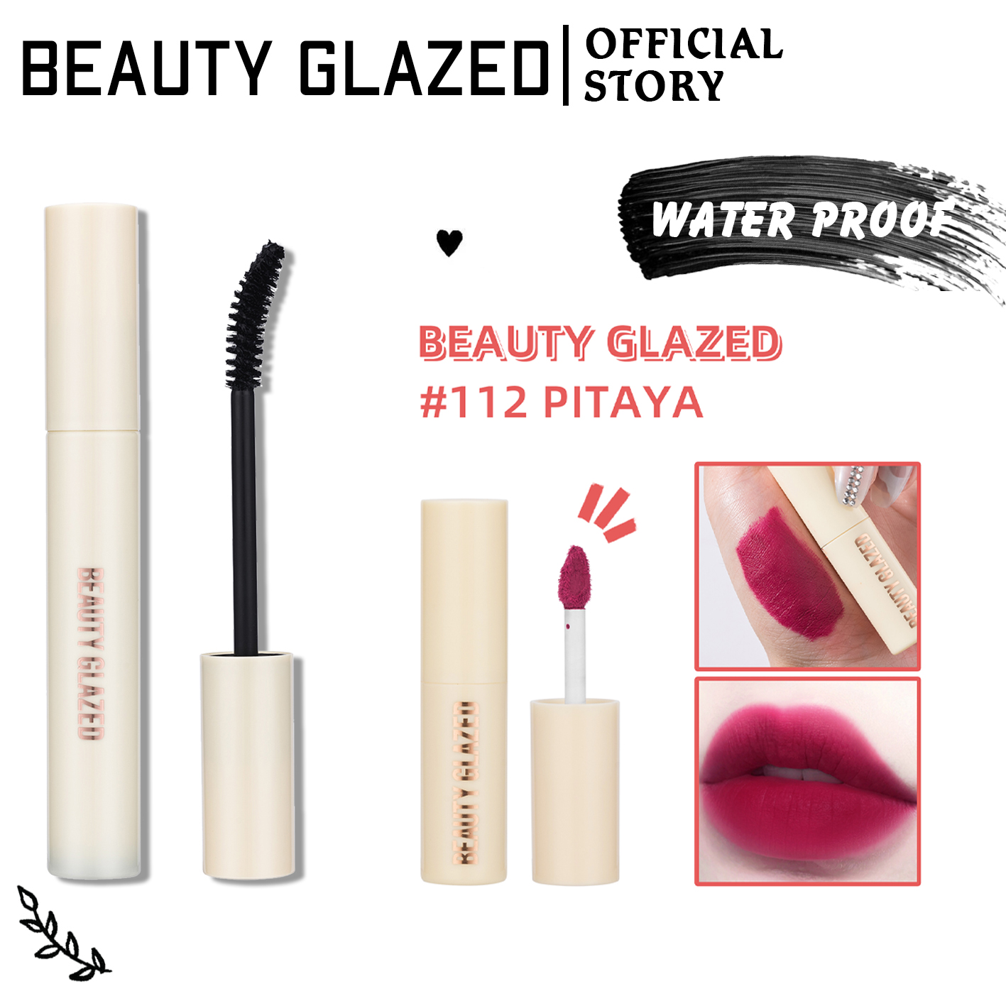 BEAUTY GLAZED Makeup Set Waterproof Lip tint Matte Longlasting Lipstick and Water Proof 4D ...