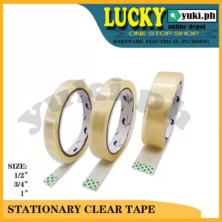STATIONARY CLEAR TAPE (SIZES: 1/2" / 3/4" / 1")50METERS PER ROLL ...