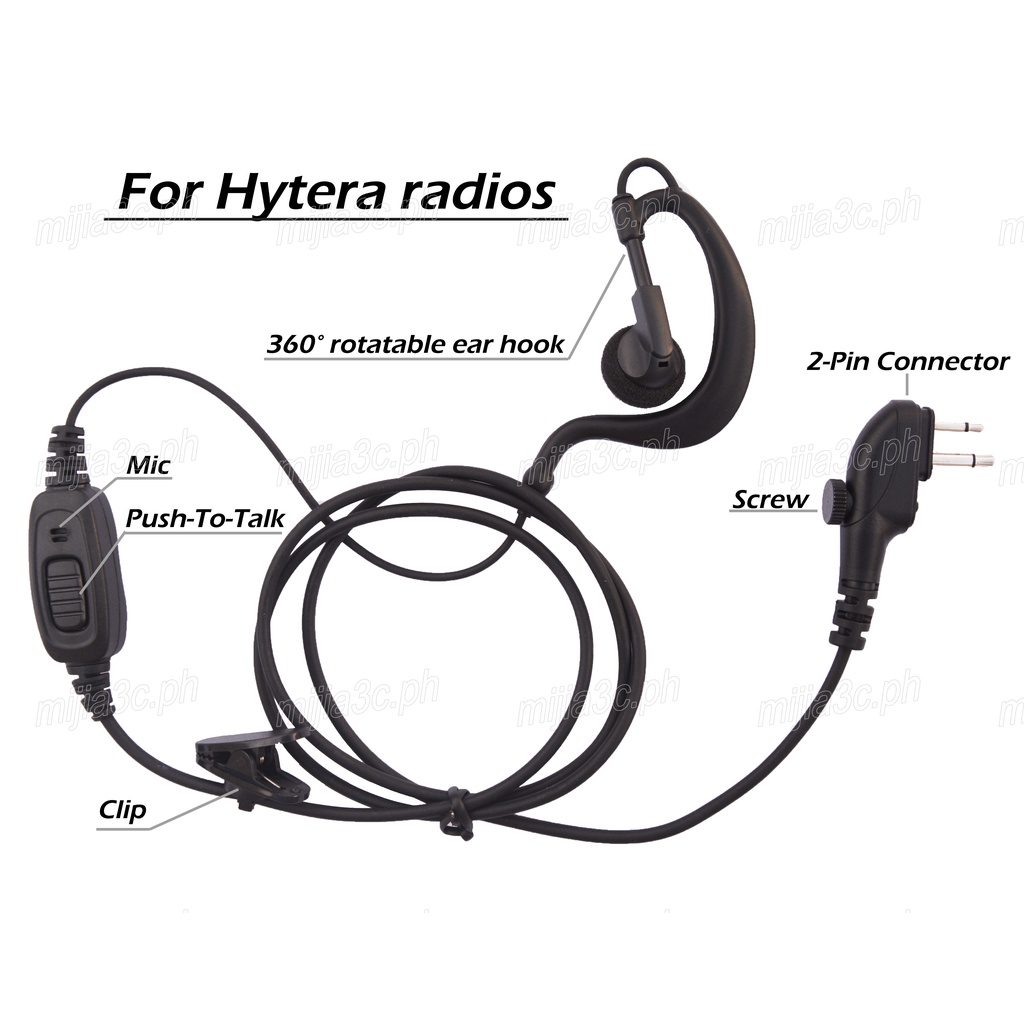 Headset Earpiece for Hytera PD408 PD488 PD508 PD568 TC500 series TC600 ...