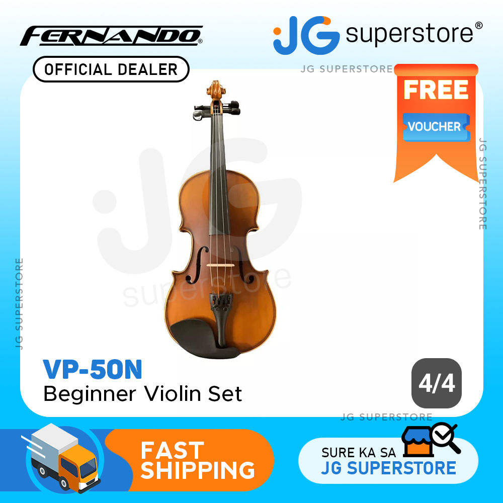 Fernando VP-50N 4/4 Classical Violin Set with Matte Amber Finish, Case ...
