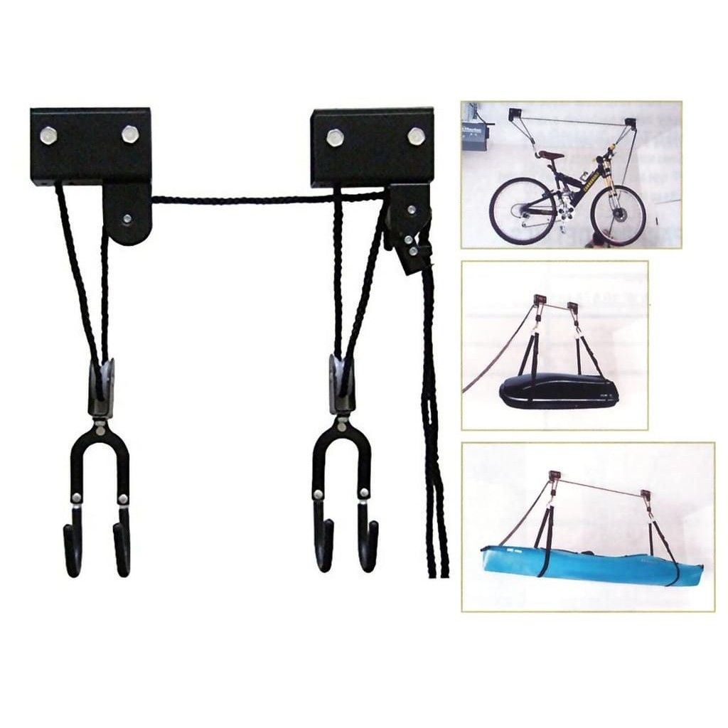 EXL Bike Lift Ceiling Storage Garage Wall Hanger Pulley Rack Metal Lift ...