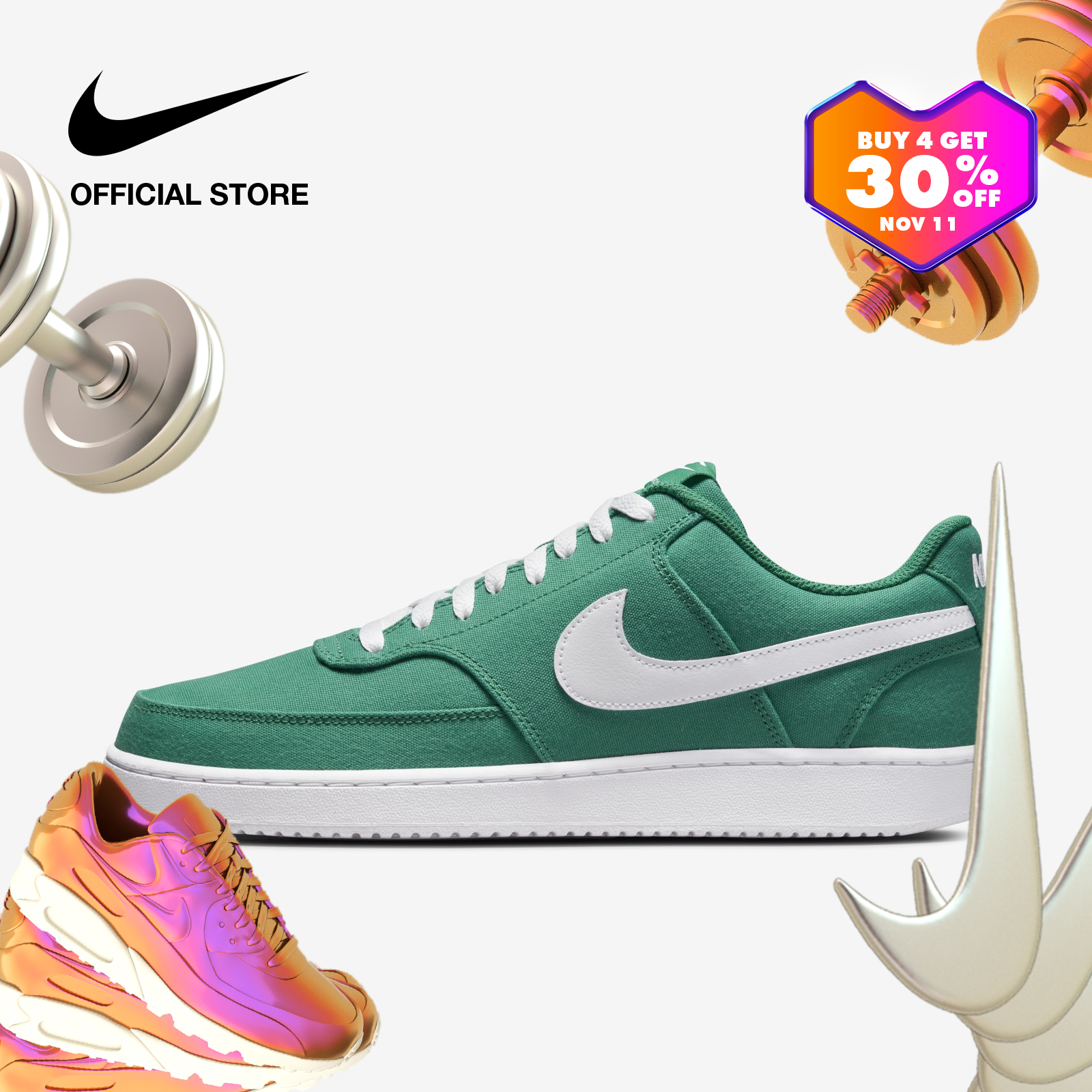 Nike Men's Court Vision Low Canvas Shoes - Green Noise | Lazada PH