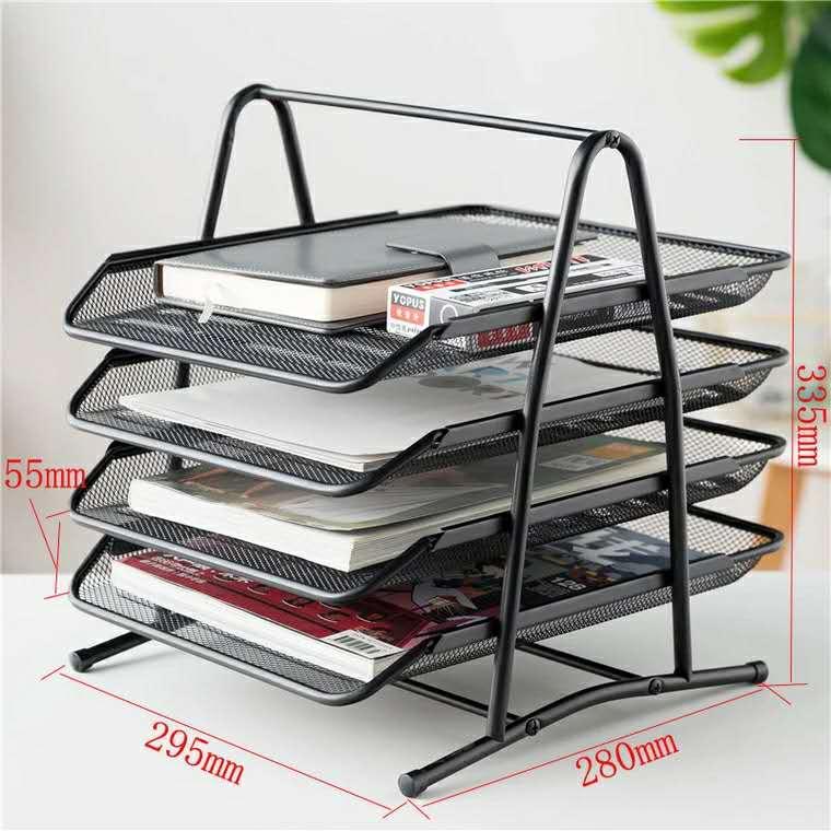 Office supplies desk tray/wire mesh four-layer file tray/basket rack ...