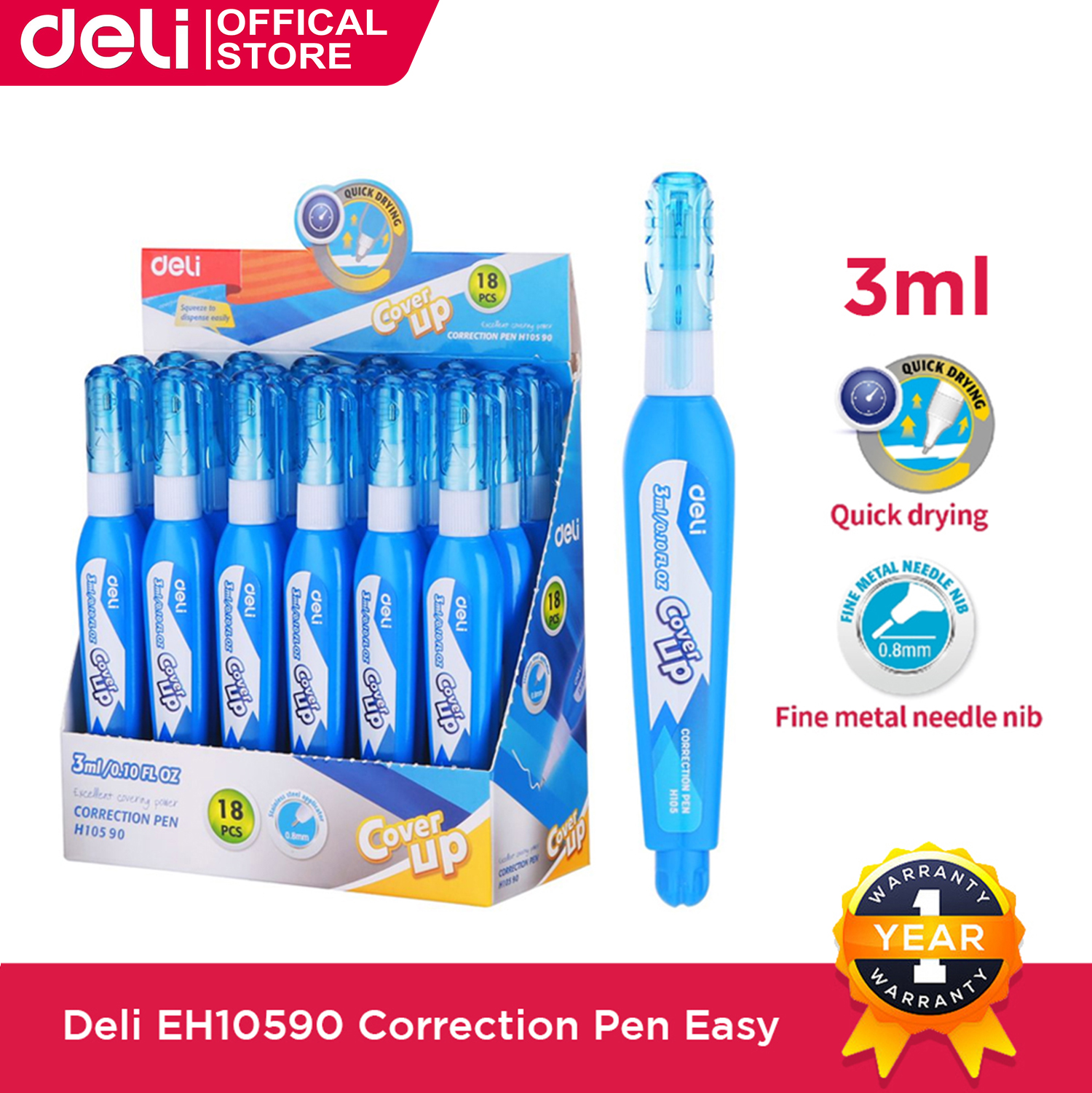 Deli Correction Pen Liquid Eraser For Pen School Office Supplies Non ...