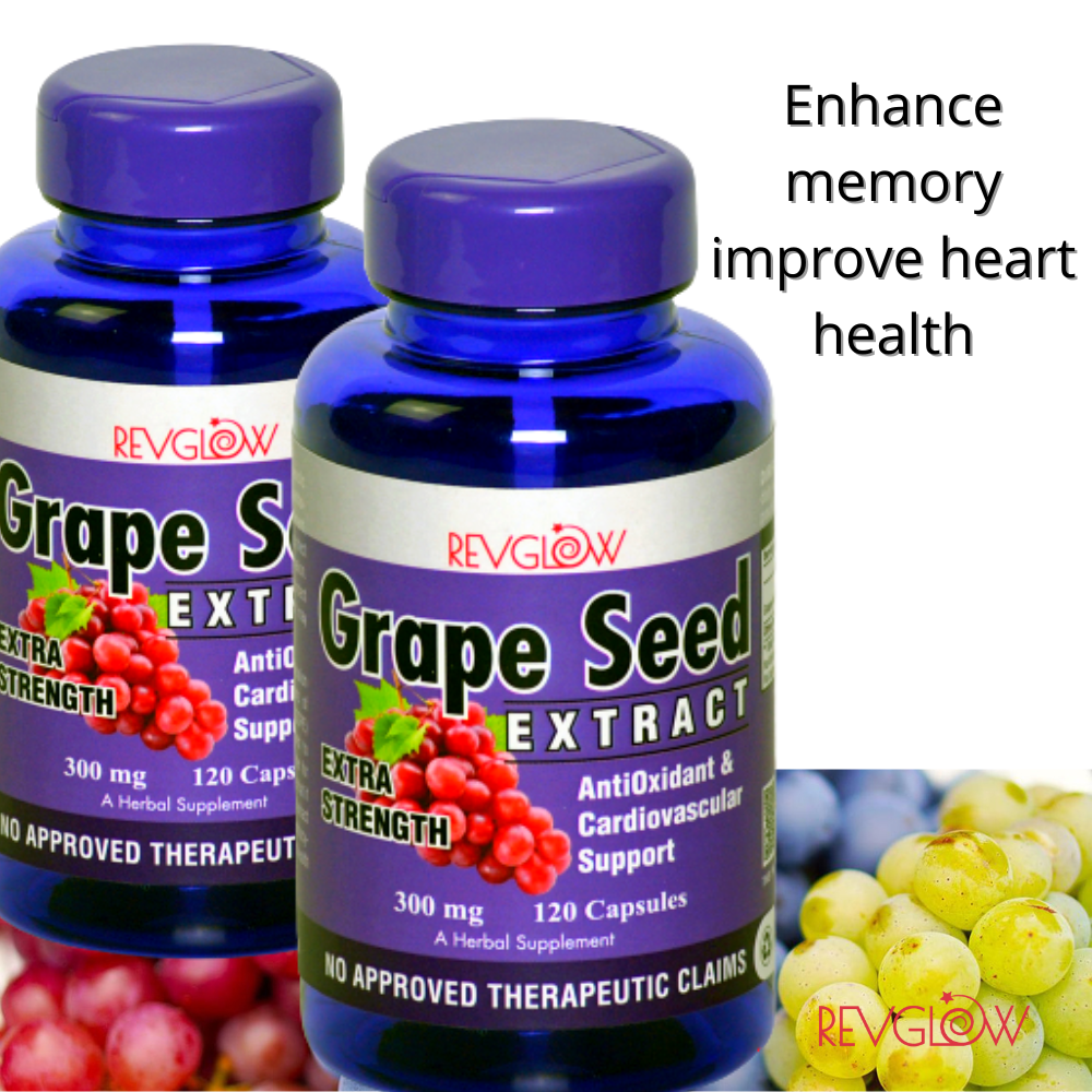 Revglow Grapeseed Extract 300mg (Set of 2) 120 capsule Extra Strength ...
