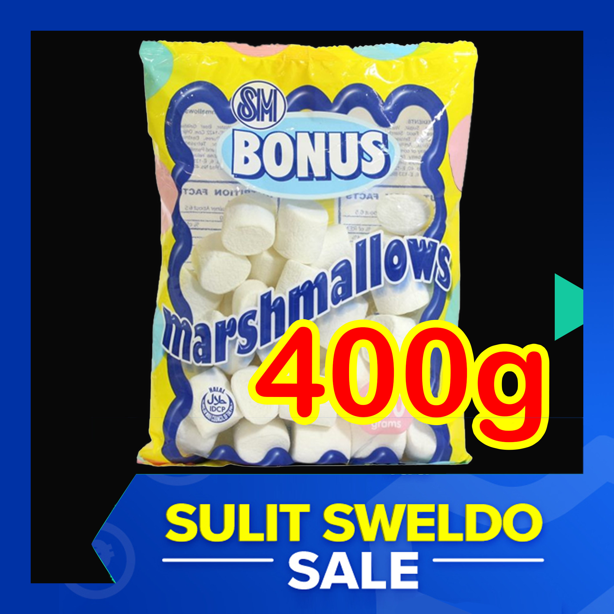 400g SM Bonus WHITE MARSHMALLOW Mallows (2x 200g) Big Marshmallows ...