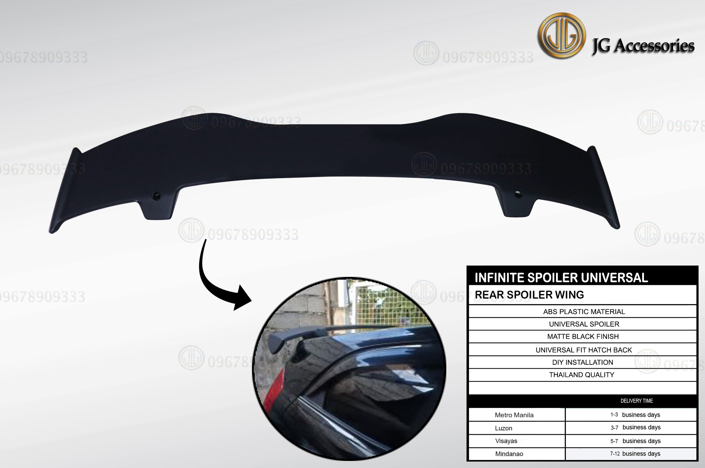 UNIVERSAL INFINITE SPOILER FOR HATCHBACK REAR SPOILER WING MATTE BLACK ...