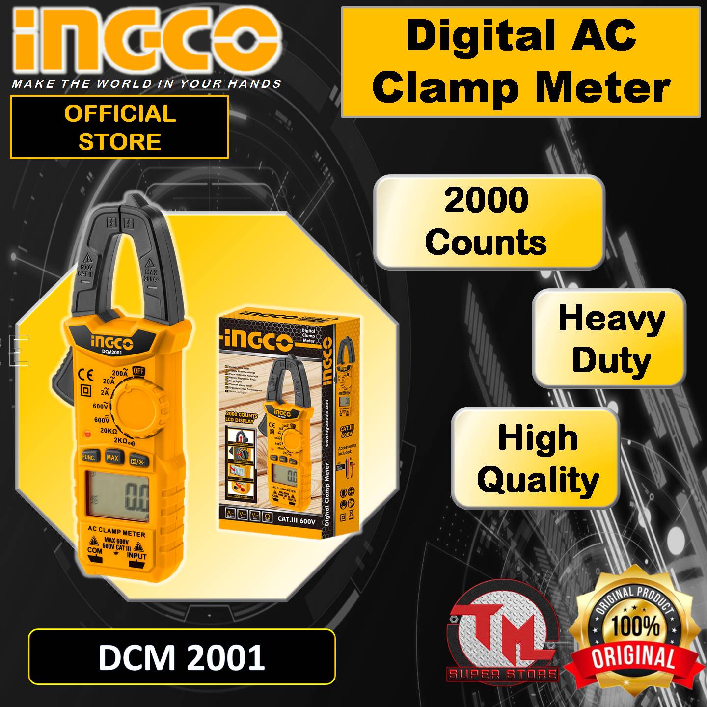 INGCO Digital AC Clamp Meter DCM 2001 • Tm ss | Lazada PH